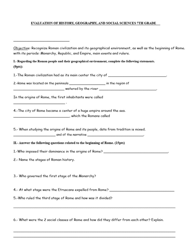 Assessment Roma 7th | PDF | Ancient Rome | Roman Republic