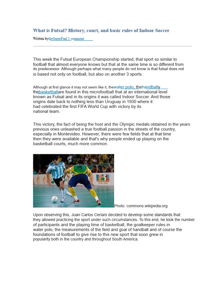 What Is Futsal? History, Court, and Basic Rules of Indoor Soccer | PDF ...