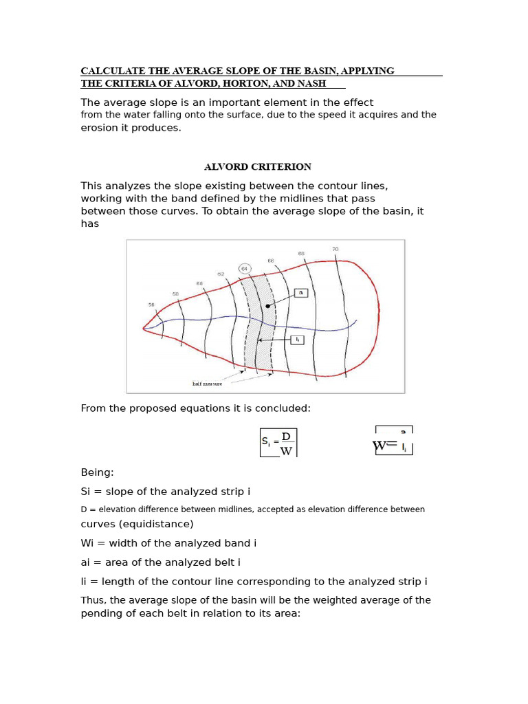 Average Slope Calculation Method | PDF | Contour Line | Area