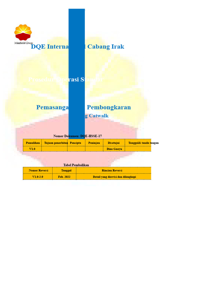 SOP-17-Pemasangan Dan Pembongkaran Catwalk | PDF