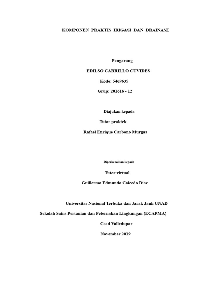 Komponen Praktis Irigasi Dan Drainase | PDF