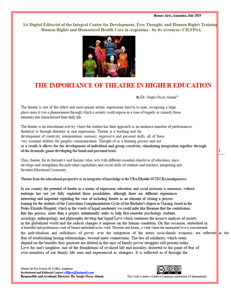 The Importance of Theater in Higher Education | PDF | Theatre | Liberal ...