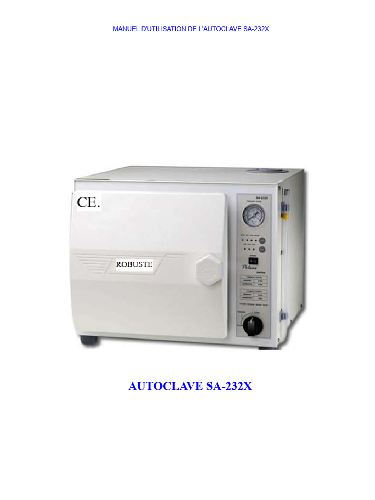 Manuel D'utilisation Autoclave Sa-232x | PDF | Stérilisation ...