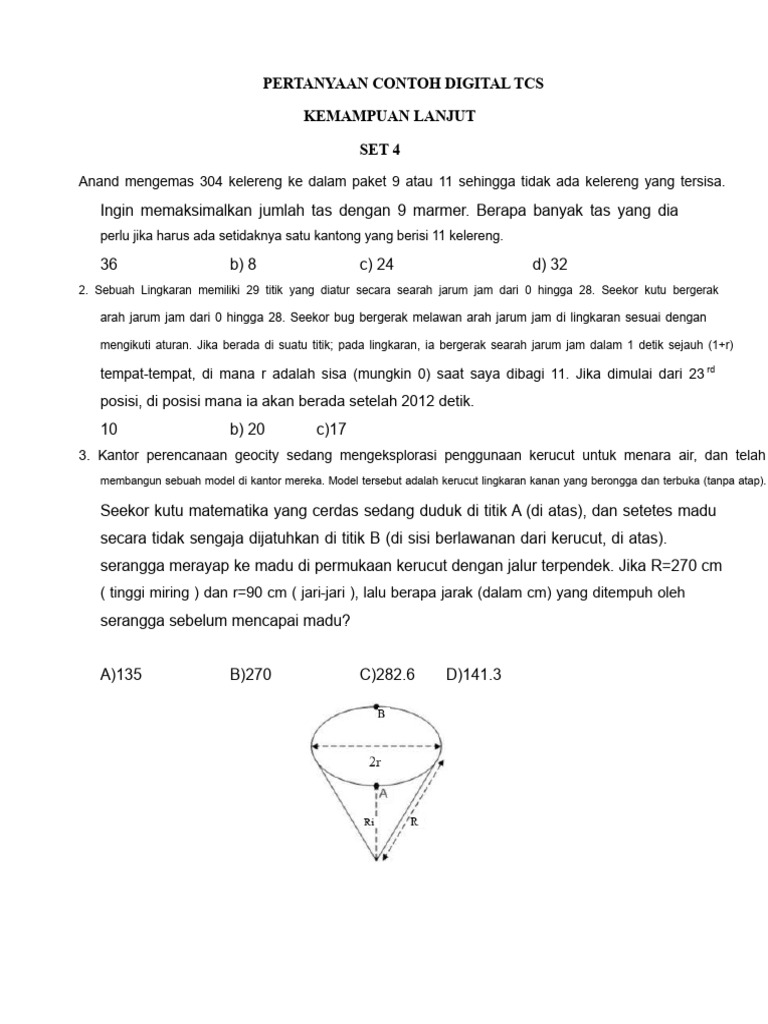 Contoh Soal Matematika TCS Digital | PDF