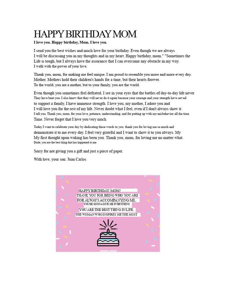 Happy Birthday Mom | PDF