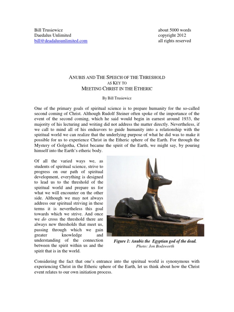 The Speech of The Threshold and Meeting Christ in The Etheric | PDF ...