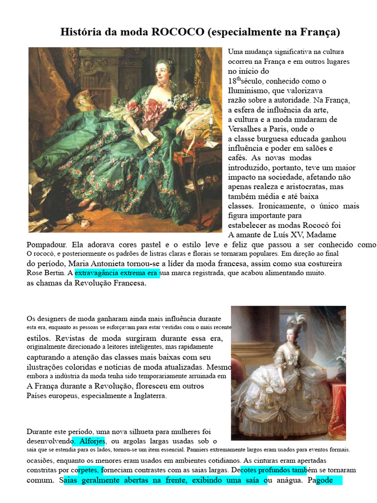 Moda Rococó: Estilo e Influência na França | PDF | Moda | Saia