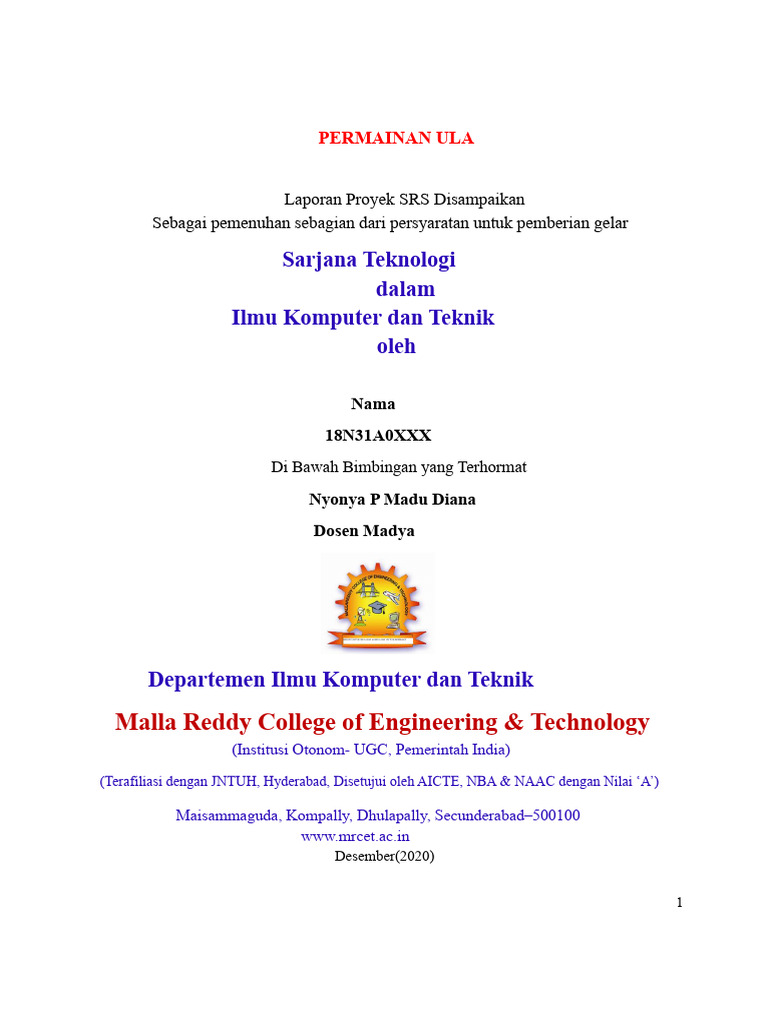 Dokumentasi SRS Permainan Ular 1 PDF | PDF