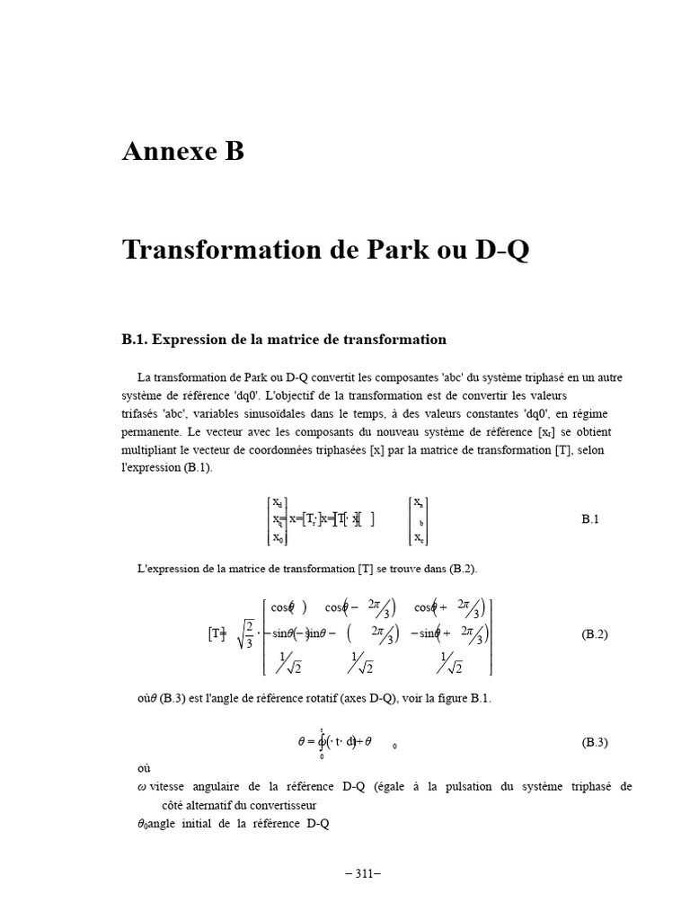 Transformation de Park et D-Q expliquée | PDF | Tension électrique ...