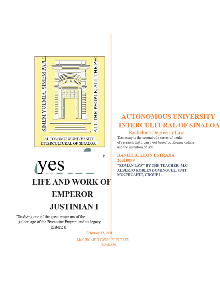 Life and Work of Emperor Justinian I | PDF | Justinian I | Byzantine Empire