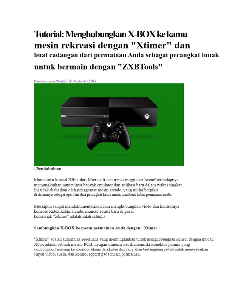 Hubungkan X-Box ke Mesin Arcade dengan Xtimer | PDF