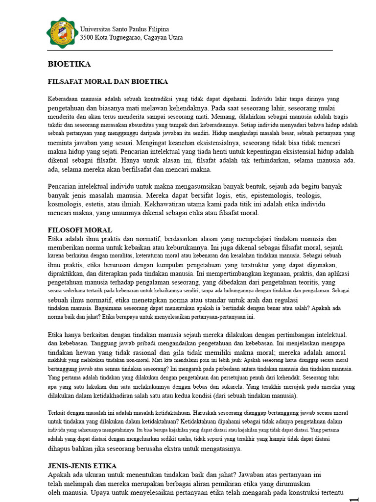 Pengantar Bioetika | PDF