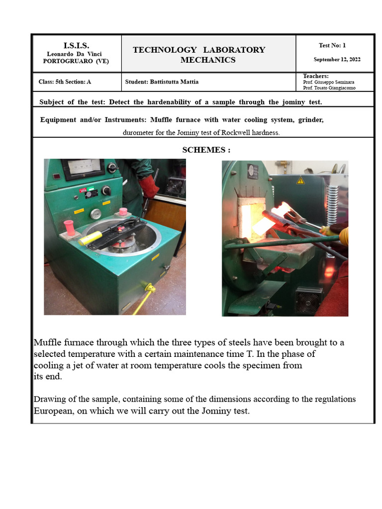 Jominy Test Report | PDF | Steel | Hardness