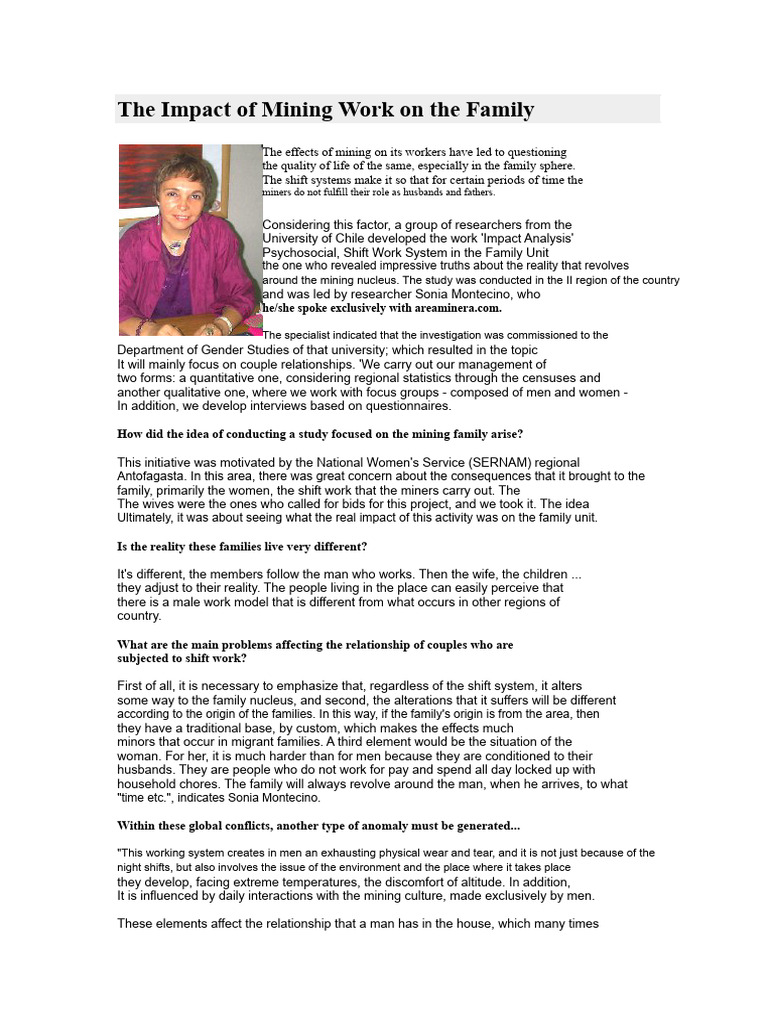 The Impact of Mining Work On The Family | PDF | Family | Mining