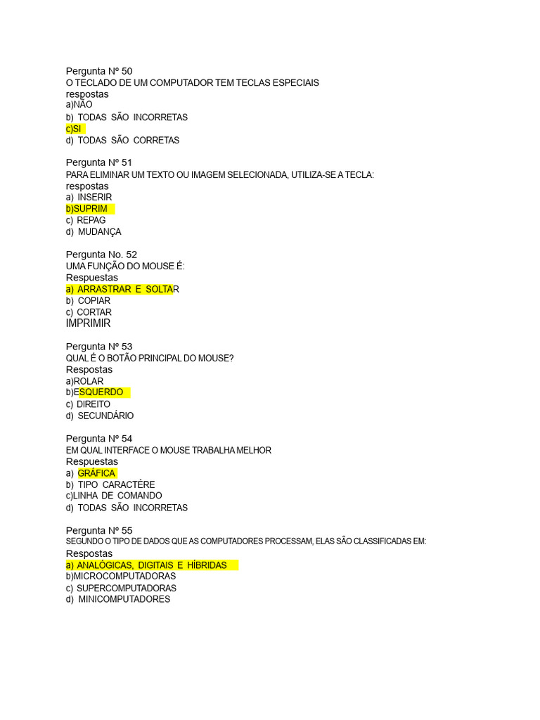 Perguntas de Informática | PDF | Botão Ctrl | Algoritmos