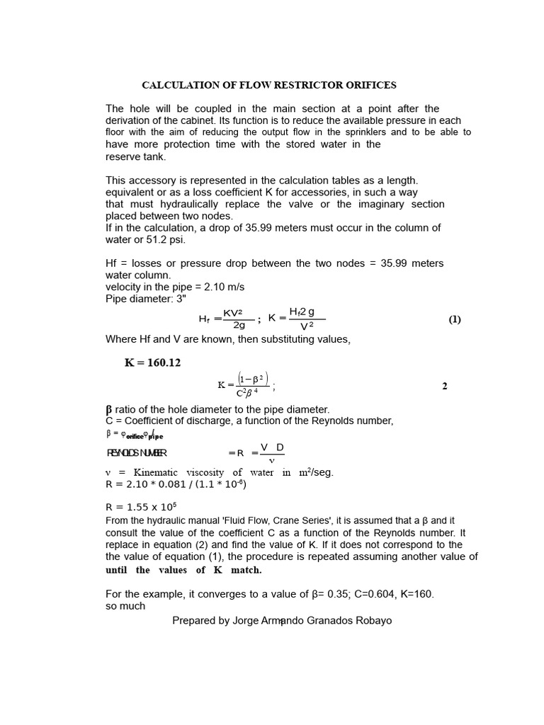 Flow Restrictor Orifice Calculation Guide | PDF | Gases | Continuum ...