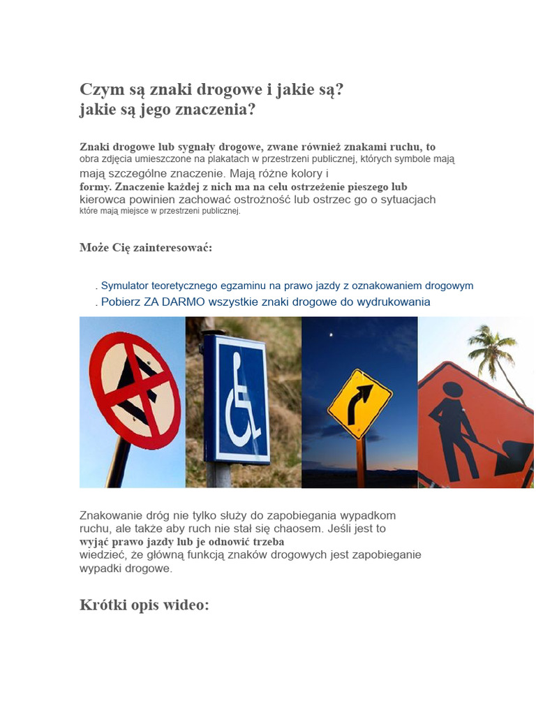 Czym Są Znaki Drogowe I Jakie Mają Znaczenie? | PDF
