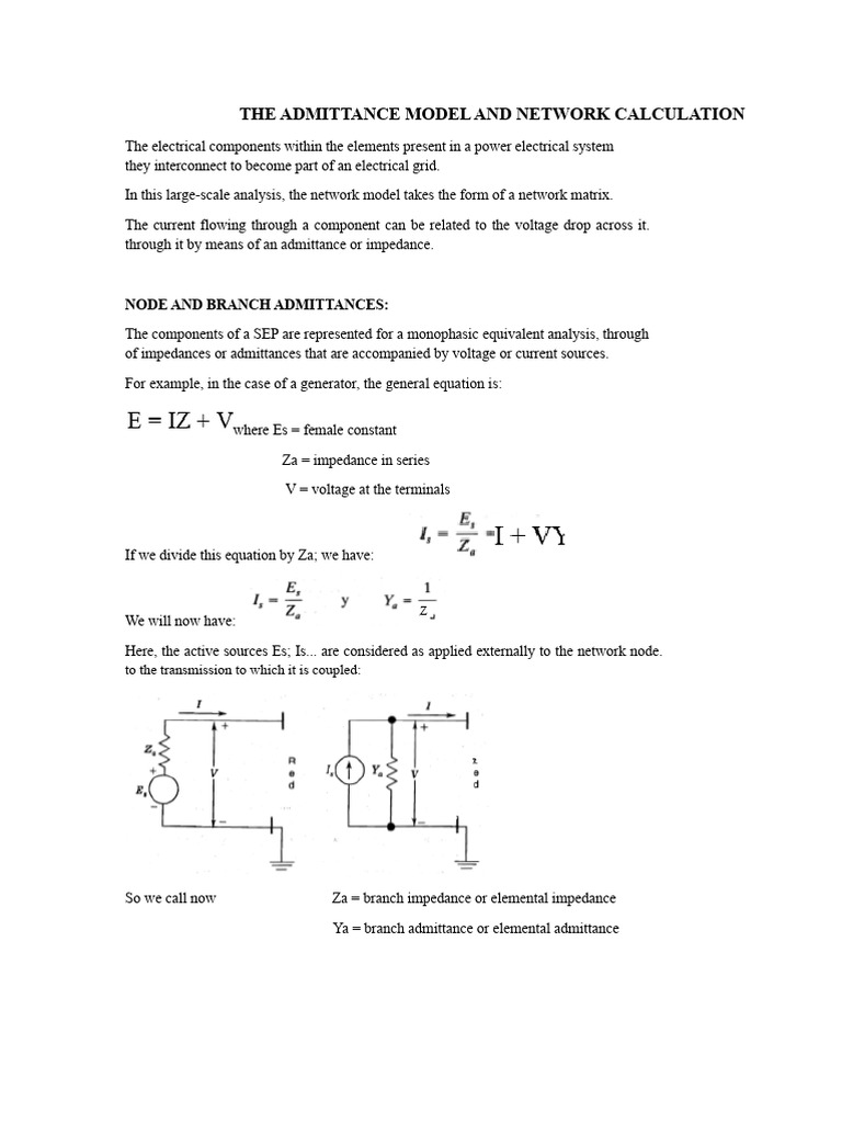 Admittance Model in Power Systems Analysis | PDF | Matrix (Mathematics ...