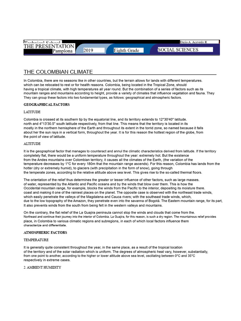 Colombia's Diverse Climate Zones Explained | PDF | Rain | Wound