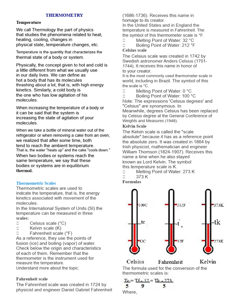 Class, Thermometry | PDF | Fahrenheit | Temperature