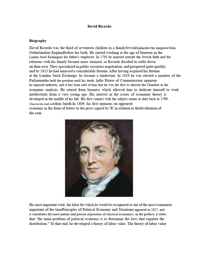 David Ricardo | PDF | Value (Economics) | Economics