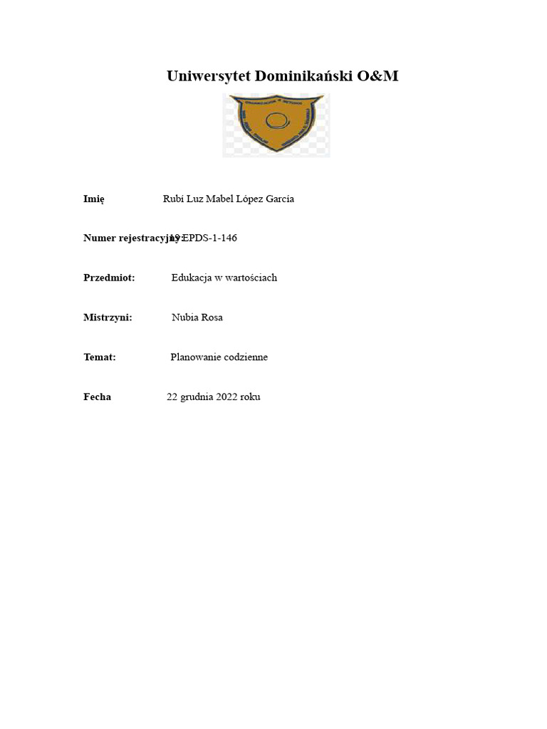 Codzienna Planifikacja | PDF