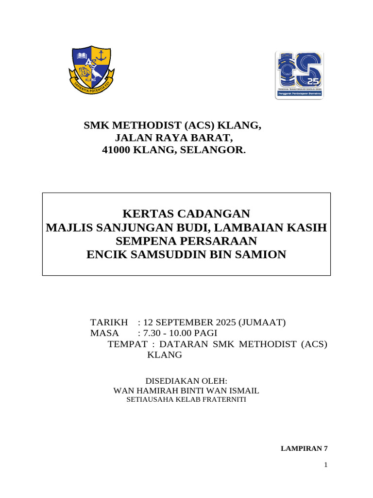 Kertas Cadangan Majlis Persaraan en Samsuddin | PDF