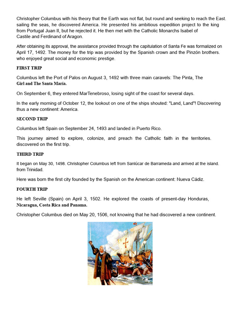 Christopher Columbus and His 4 Voyages | PDF