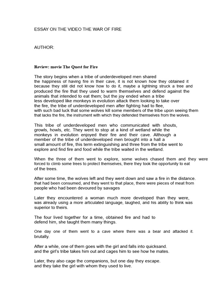 Essay About The Video The War of Fire | PDF | Learning | Experience