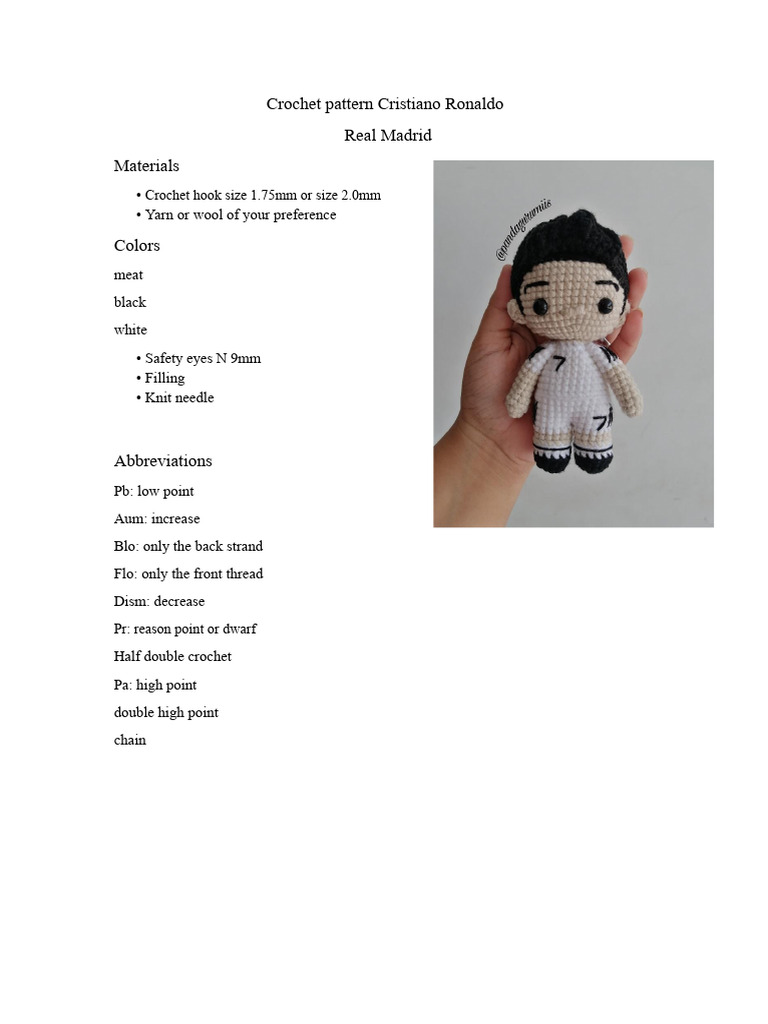 Cristiano Ronaldo Real Madrid Jersey | PDF | Crochet | Yarn