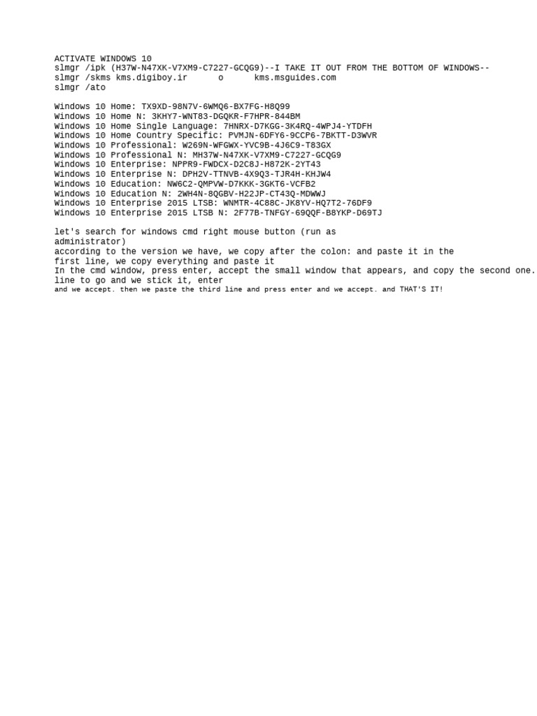 Activate Windows 10: Step-by-Step Guide | PDF