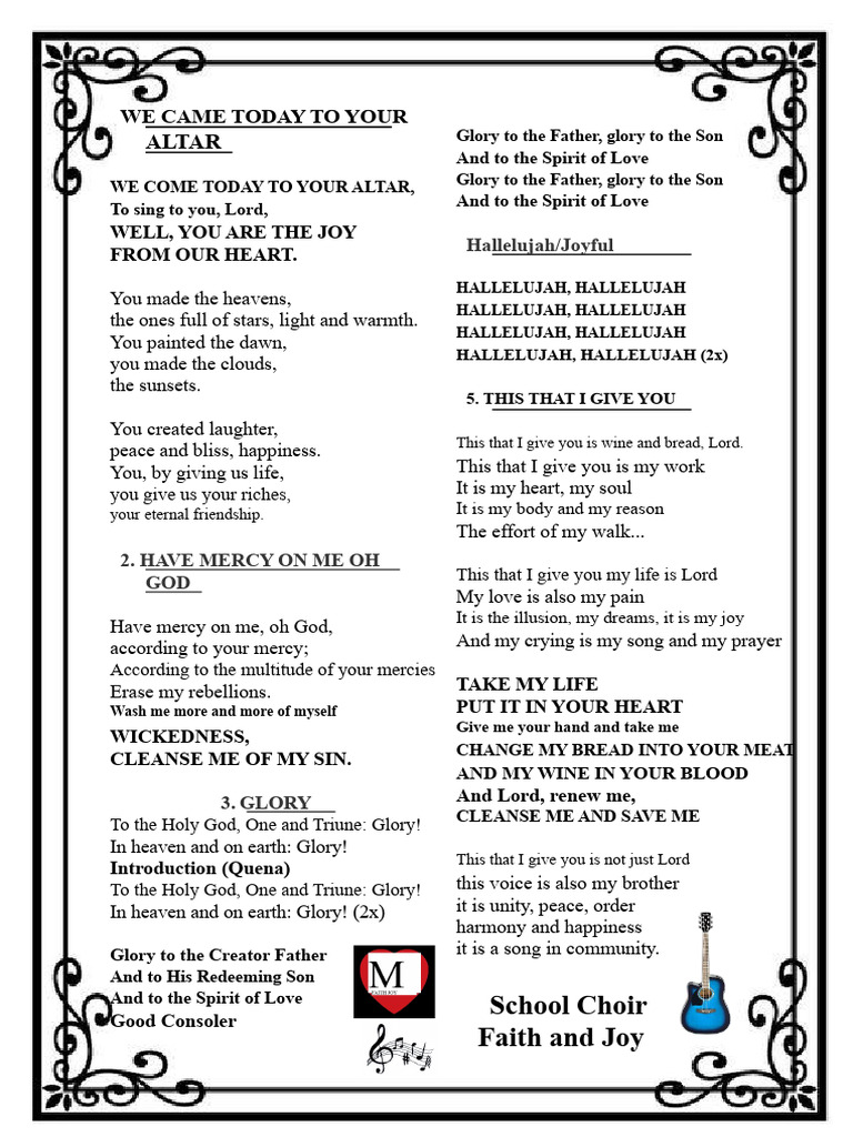 Songs For First Communion | PDF | Glory (Religion) | God In Christianity