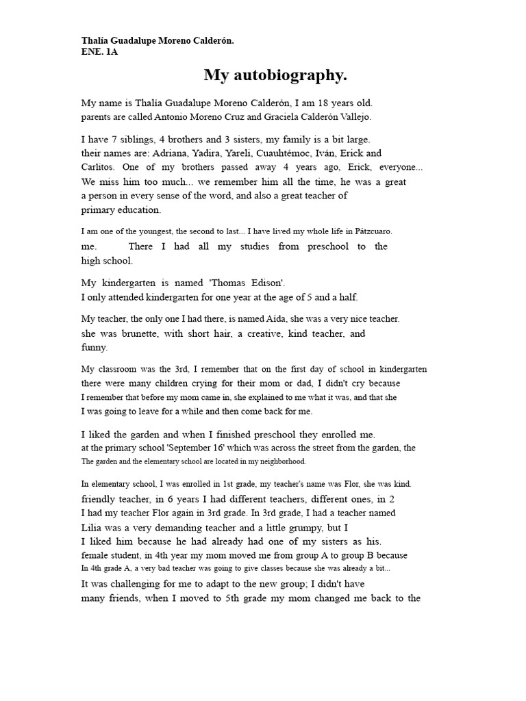 My Autobiography | PDF | Teachers | Educational Stages