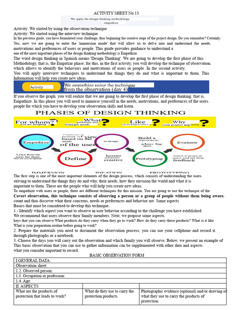 LEARNING ACTIVITY SHEET No 13 2022 | PDF | Design Thinking | Methodology