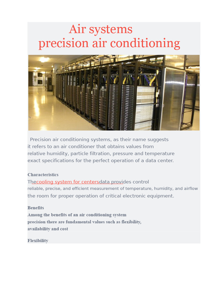 Precision Air Conditioning Systems | PDF | Air Conditioning | Data Center