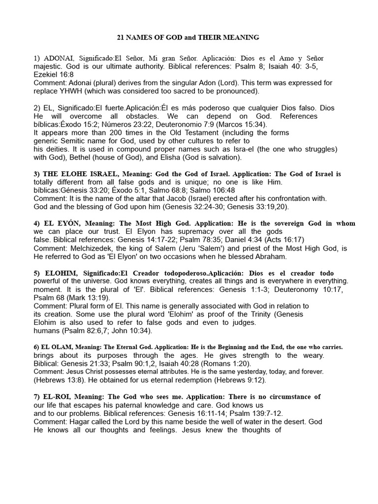 21 Names of God and Their Meanings | PDF | Names Of God In Judaism ...
