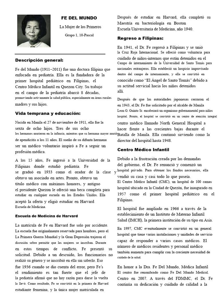 Fe Del Mundo | PDF | Hospital | Pediatría