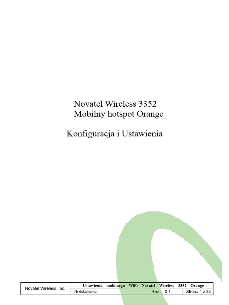 Novatel Wireless 3352 Ustawienia - Konfiguracyjne - V01 | PDF