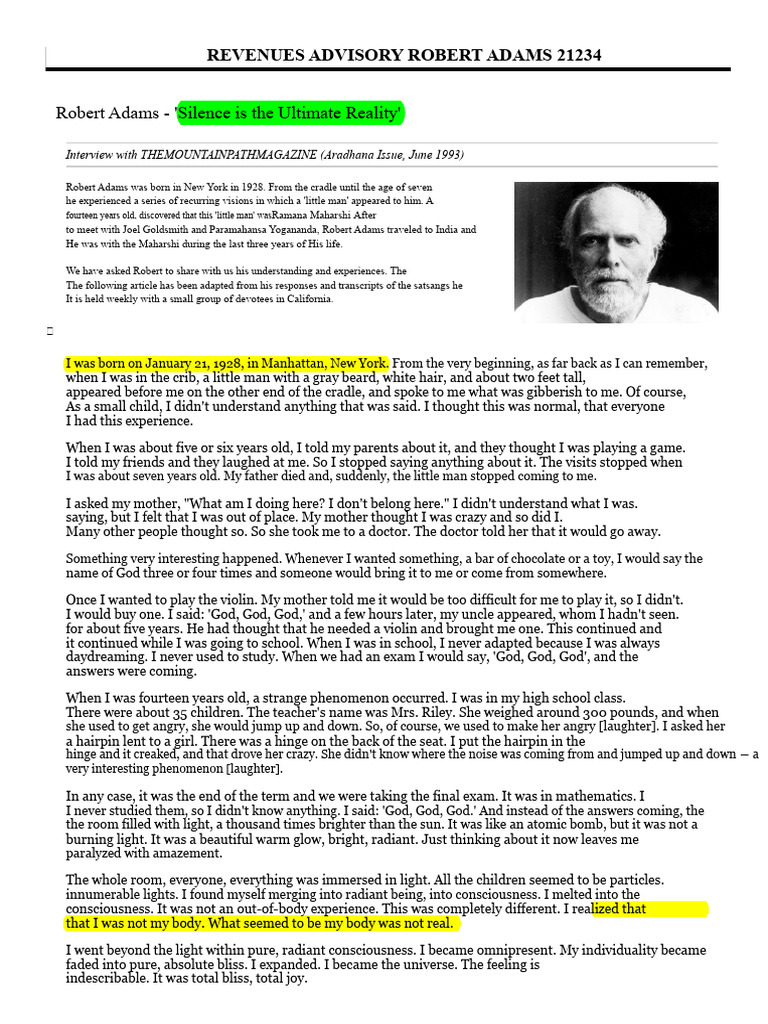 Robert Adams: Journey to Self-Realization | PDF