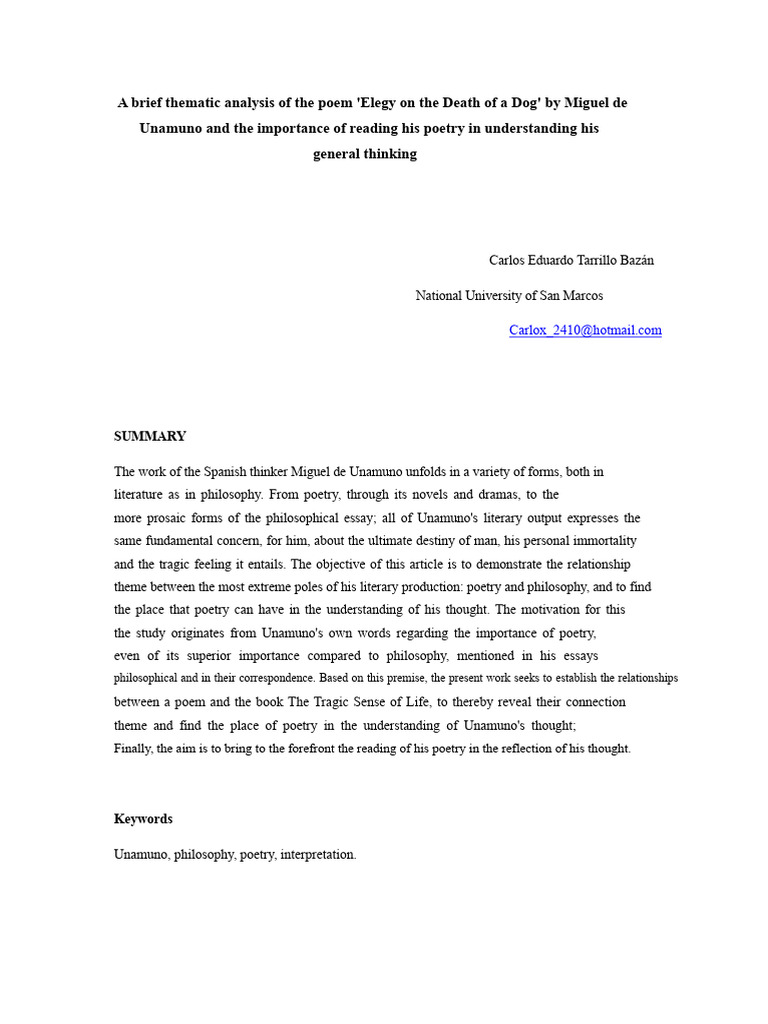 A Brief Thematic Analysis of The Poem | PDF | Poetry | Soul