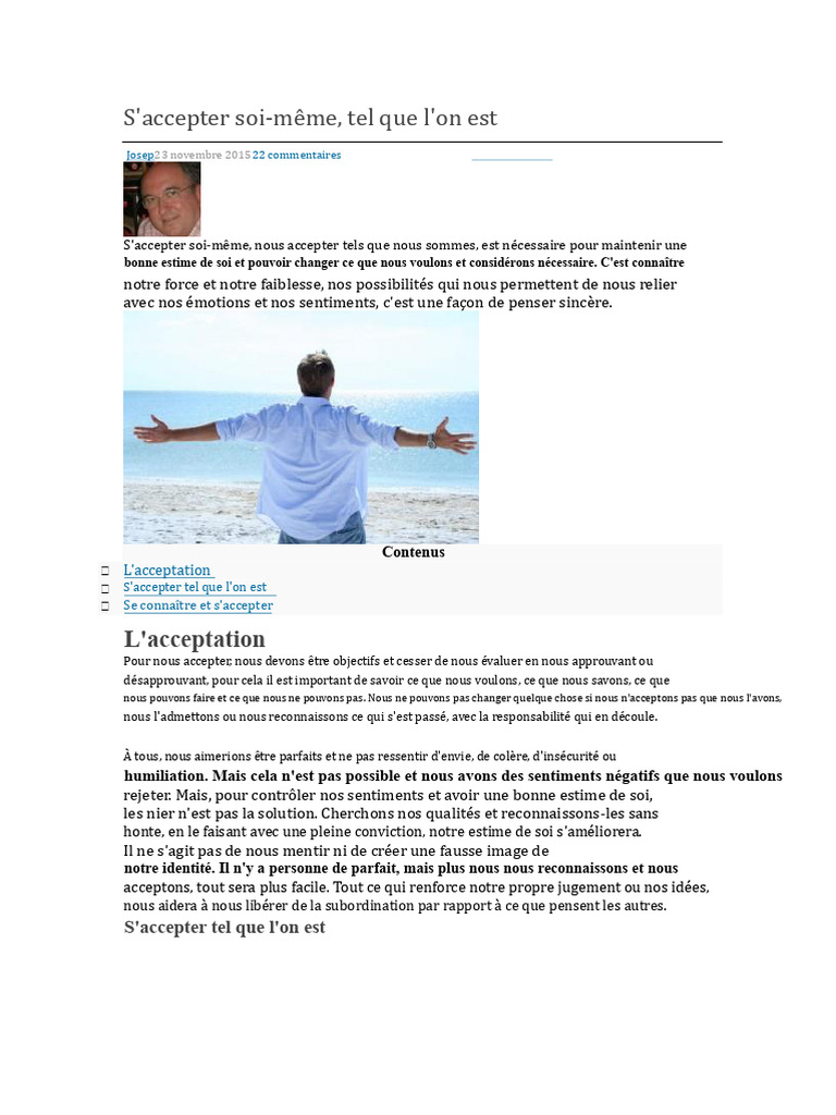 S'accepter soi-même pour mieux vivre | PDF | Estime de soi