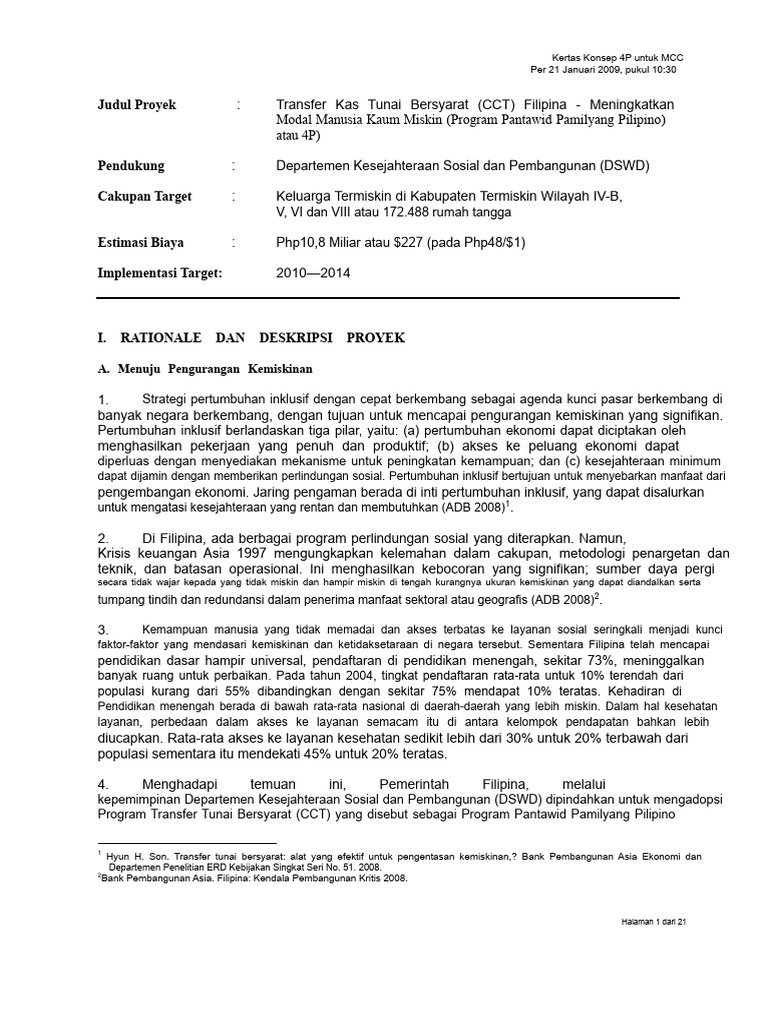 Makalah Konsep DSWD Tentang CCT | PDF