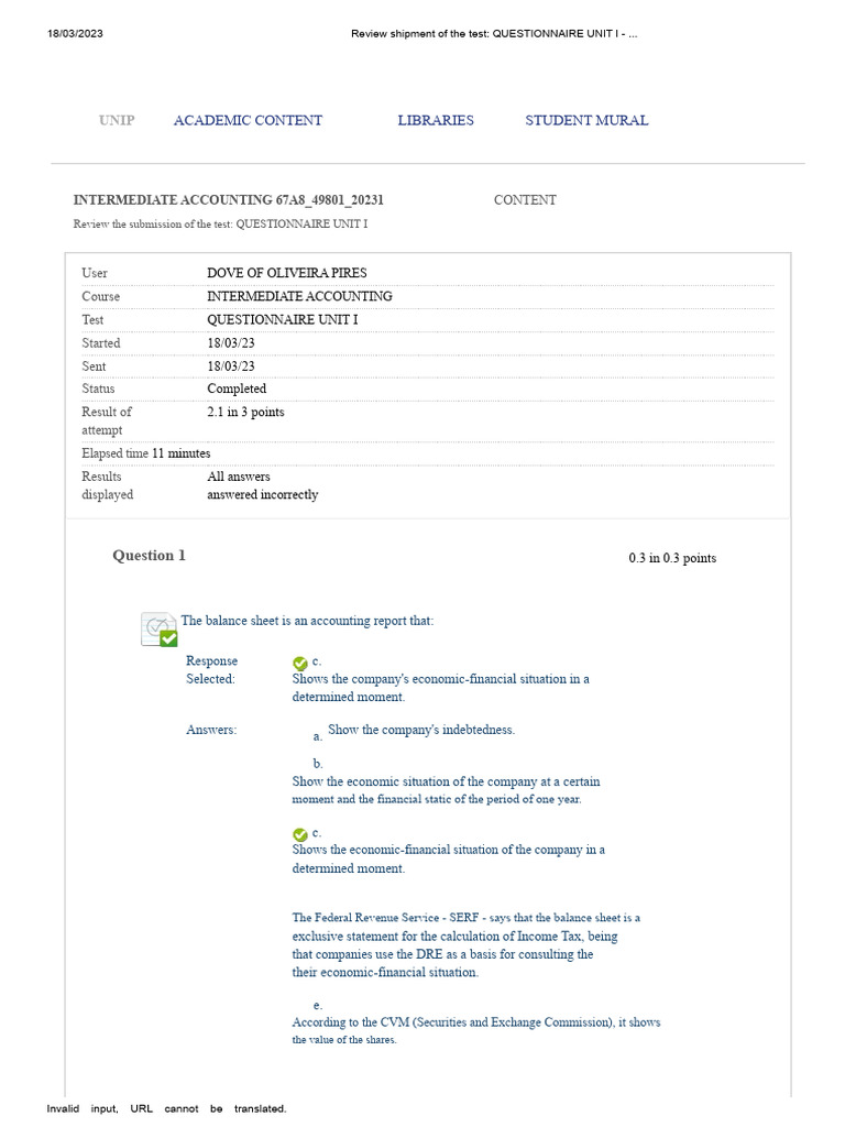 Intermediate Accounting Unit I Questionnaire | PDF | Equity (Finance) | Business Economics