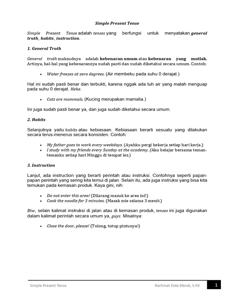 Simple Present Tense | PDF