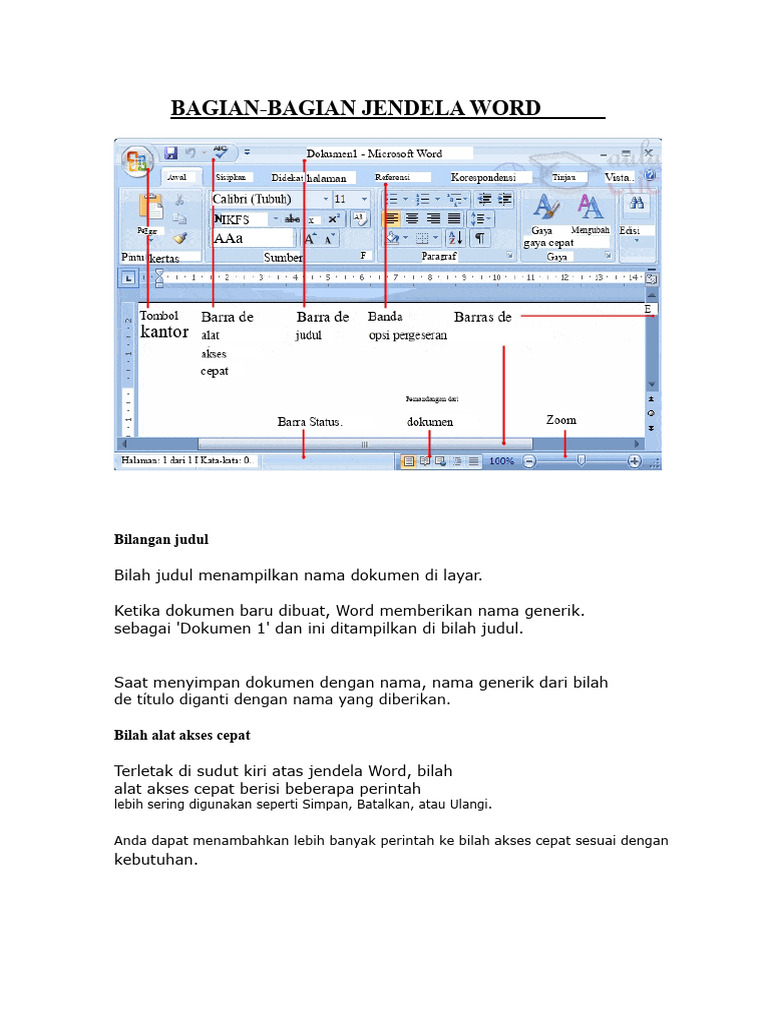 Bagian-Bagian Dari Jendela Word | PDF