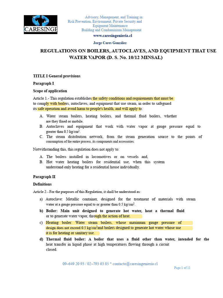 Boiler and Autoclave Safety Regulations | PDF | Boiler | Steam