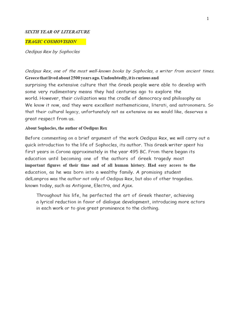Oedipus Rex Activities | PDF | Oedipus | Sophocles