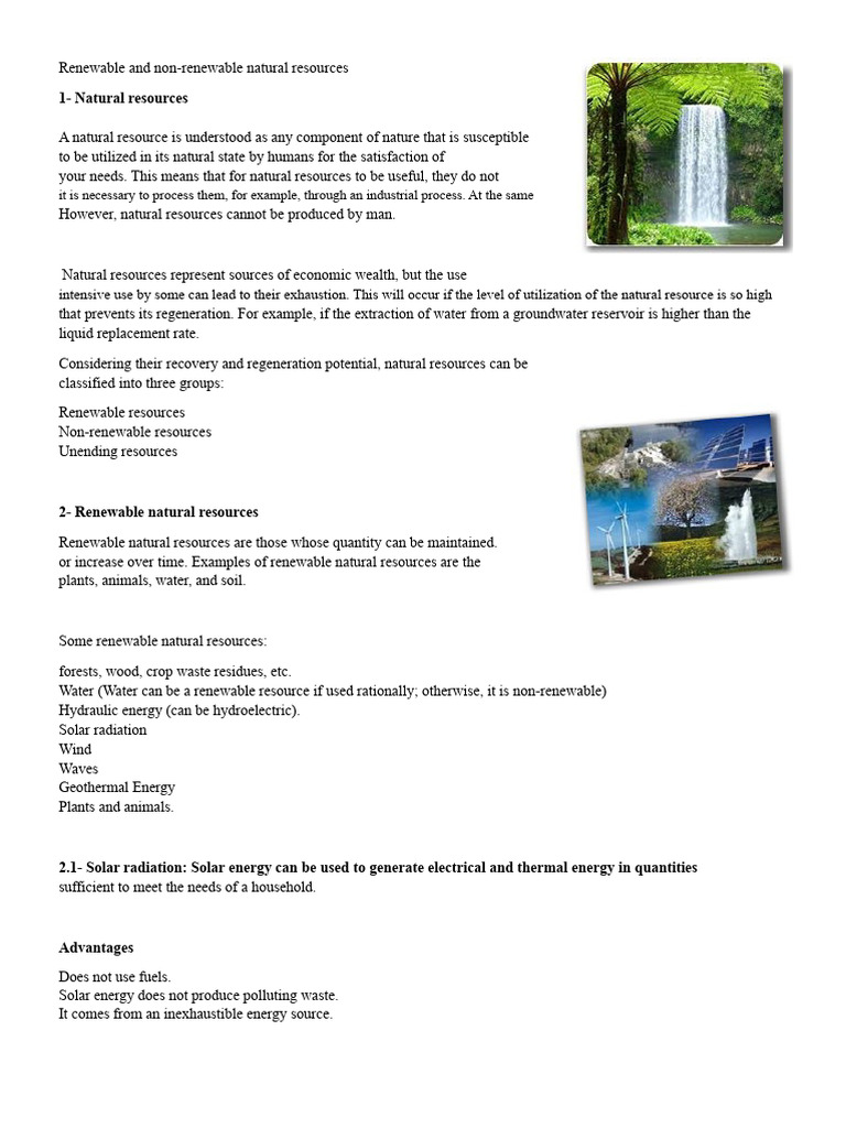 Renewable vs Non-Renewable Resources | PDF | Natural Gas | Renewable ...