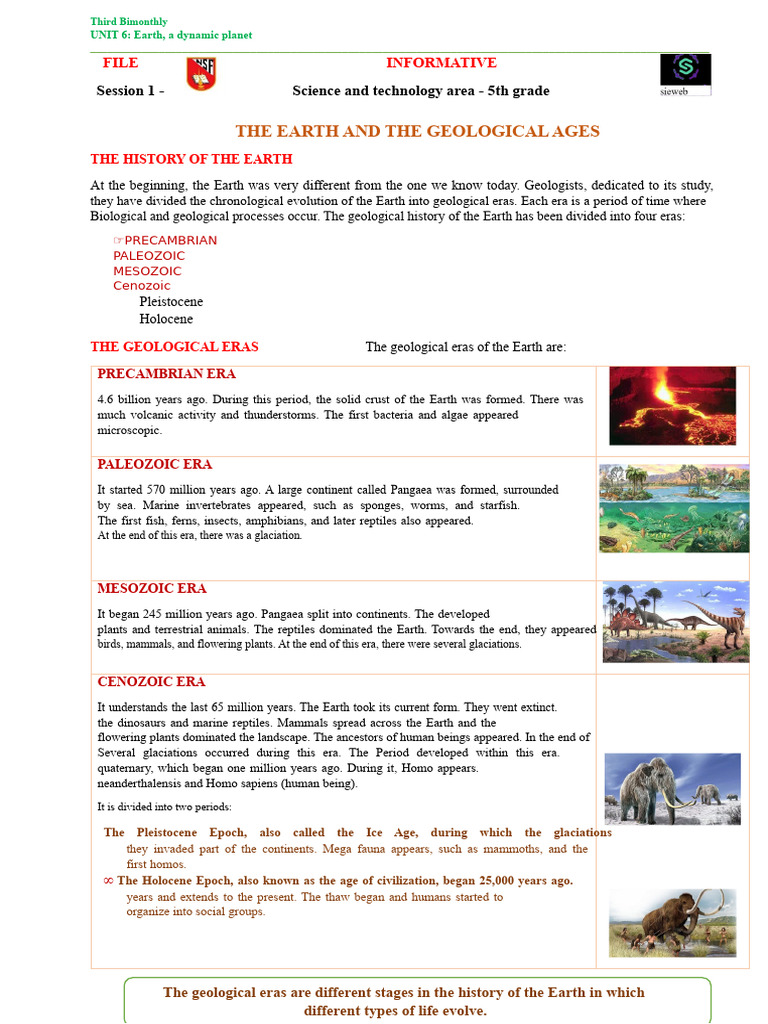 Geological Eras of Earth's History | PDF | Earth Sciences | Geology