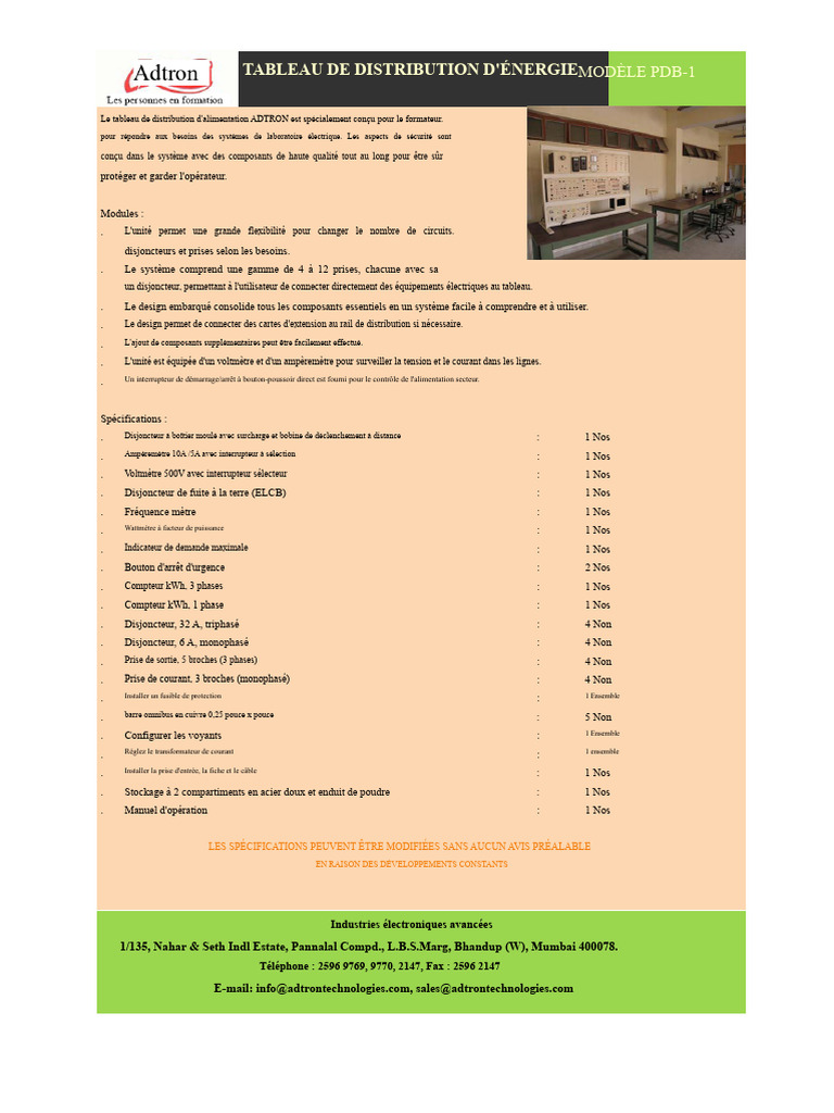 Tableau de Distribution ADTRON PDB-1 | PDF | Interrupteur | Réseau de ...